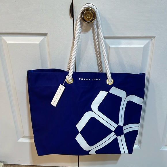 Trina Turk | Bags | Trina Turklogolarge Canvas Totebeach Bag Wsoft ...